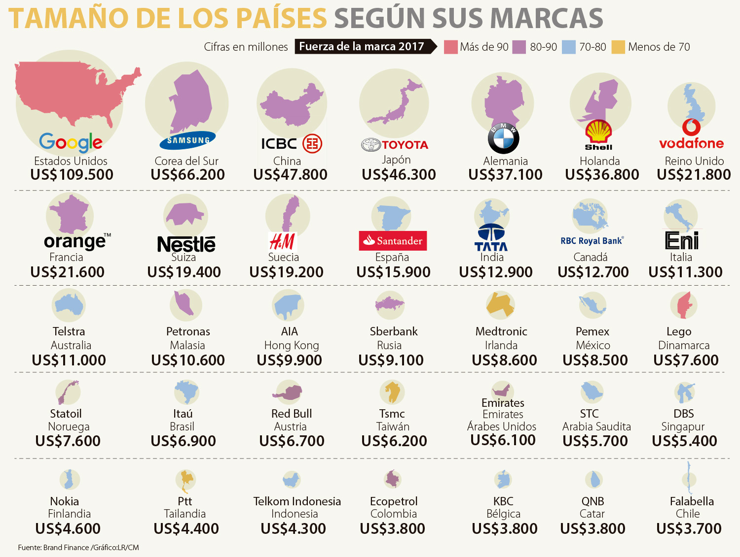 El mapamundi según las marcas más valiosas